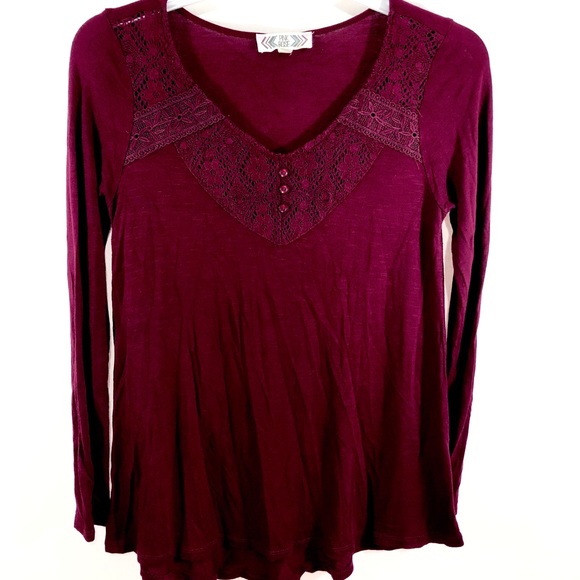 Pink Rose | Tops | Pink Rose Womens Long Sleeve Burgundy Red Size S ...
